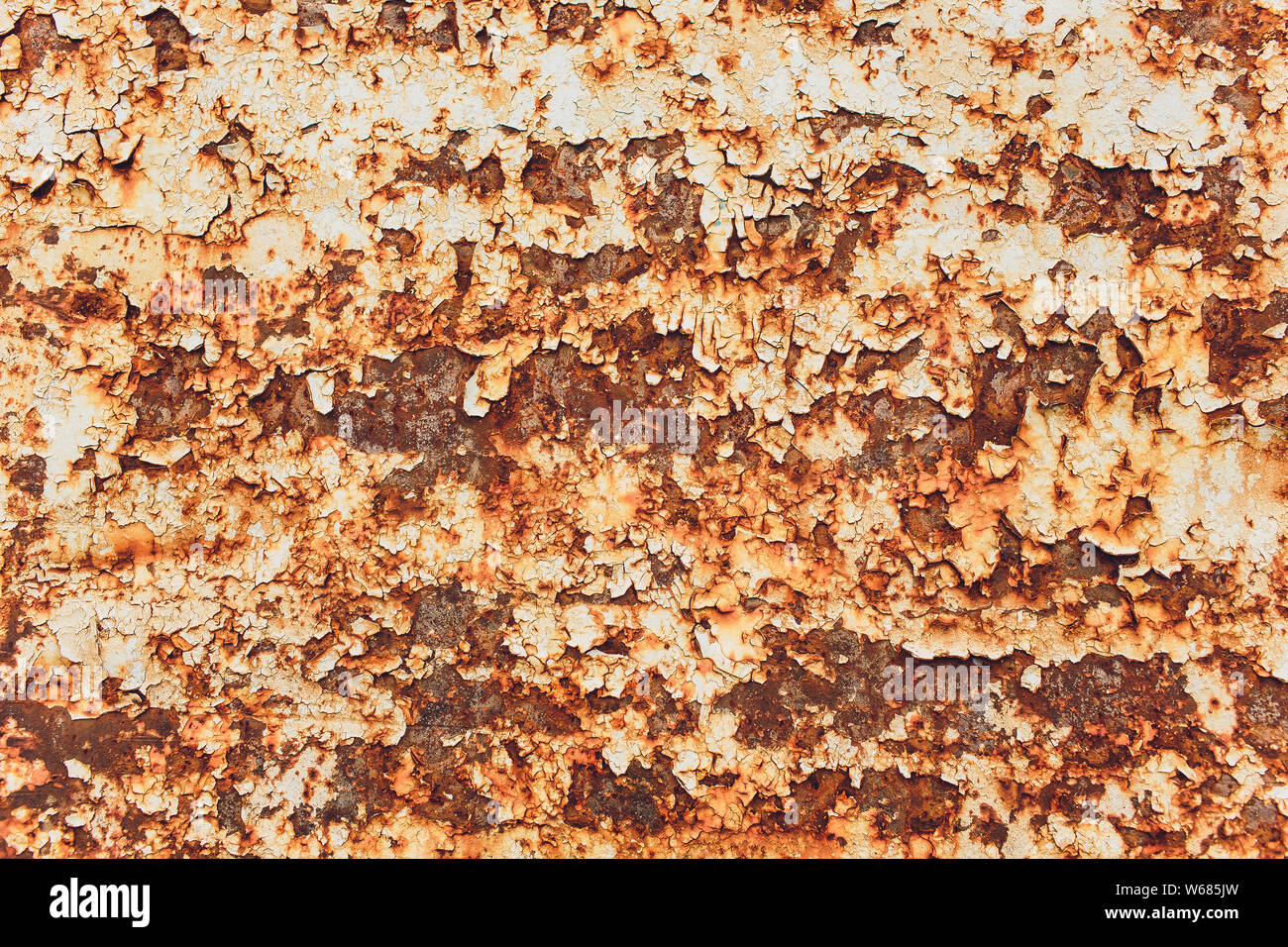 Rusted white painted metal wall. Rusty metal background with streaks of ...