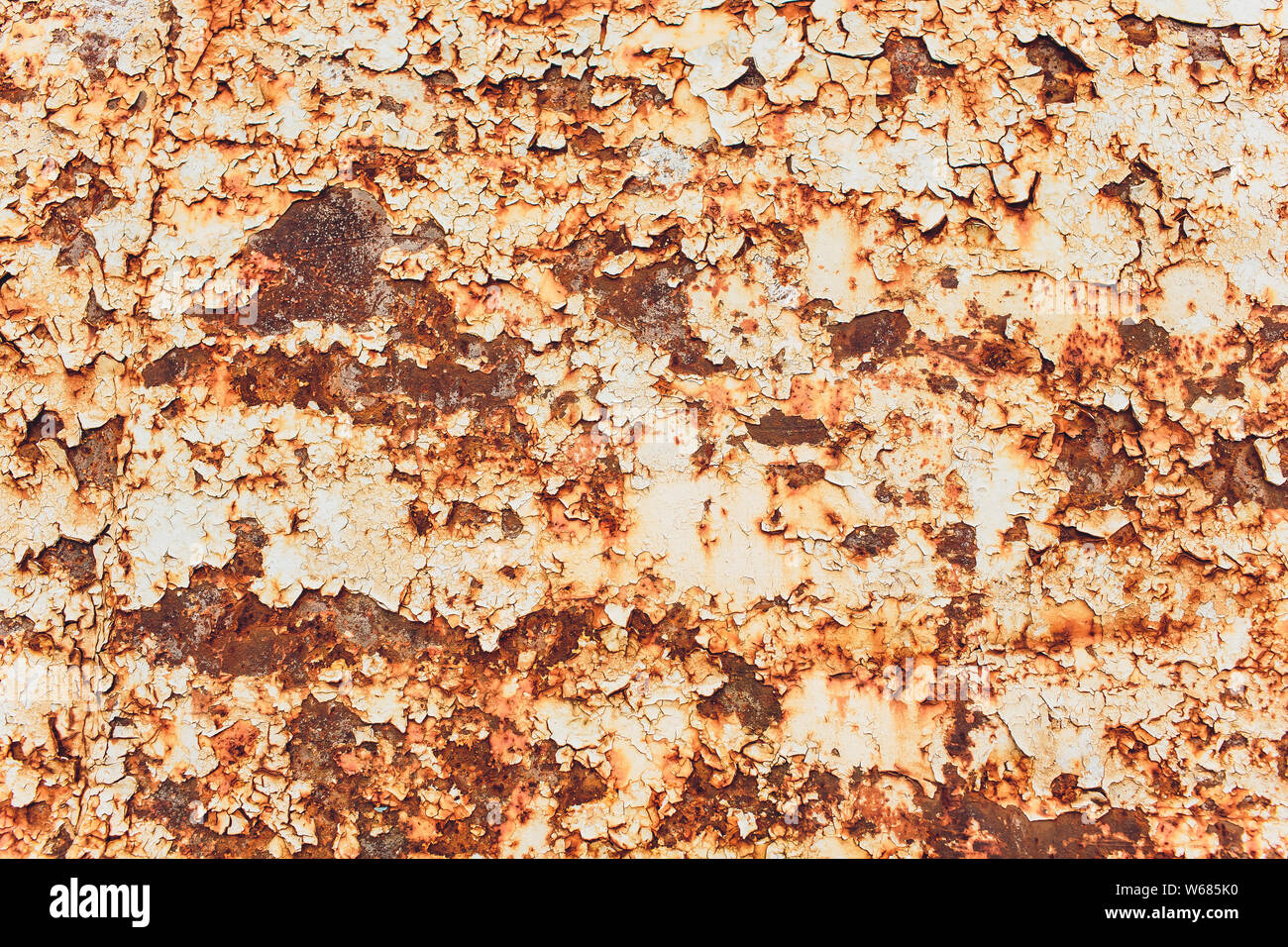Rusted white painted metal wall. Rusty metal background with streaks of ...