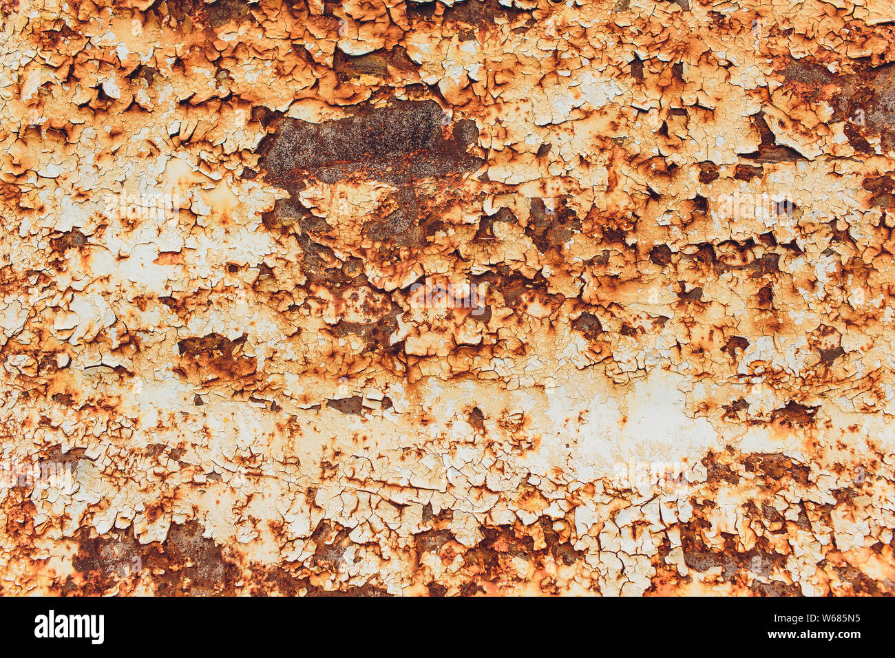 Rusted white painted metal wall. Rusty metal background with streaks of ...