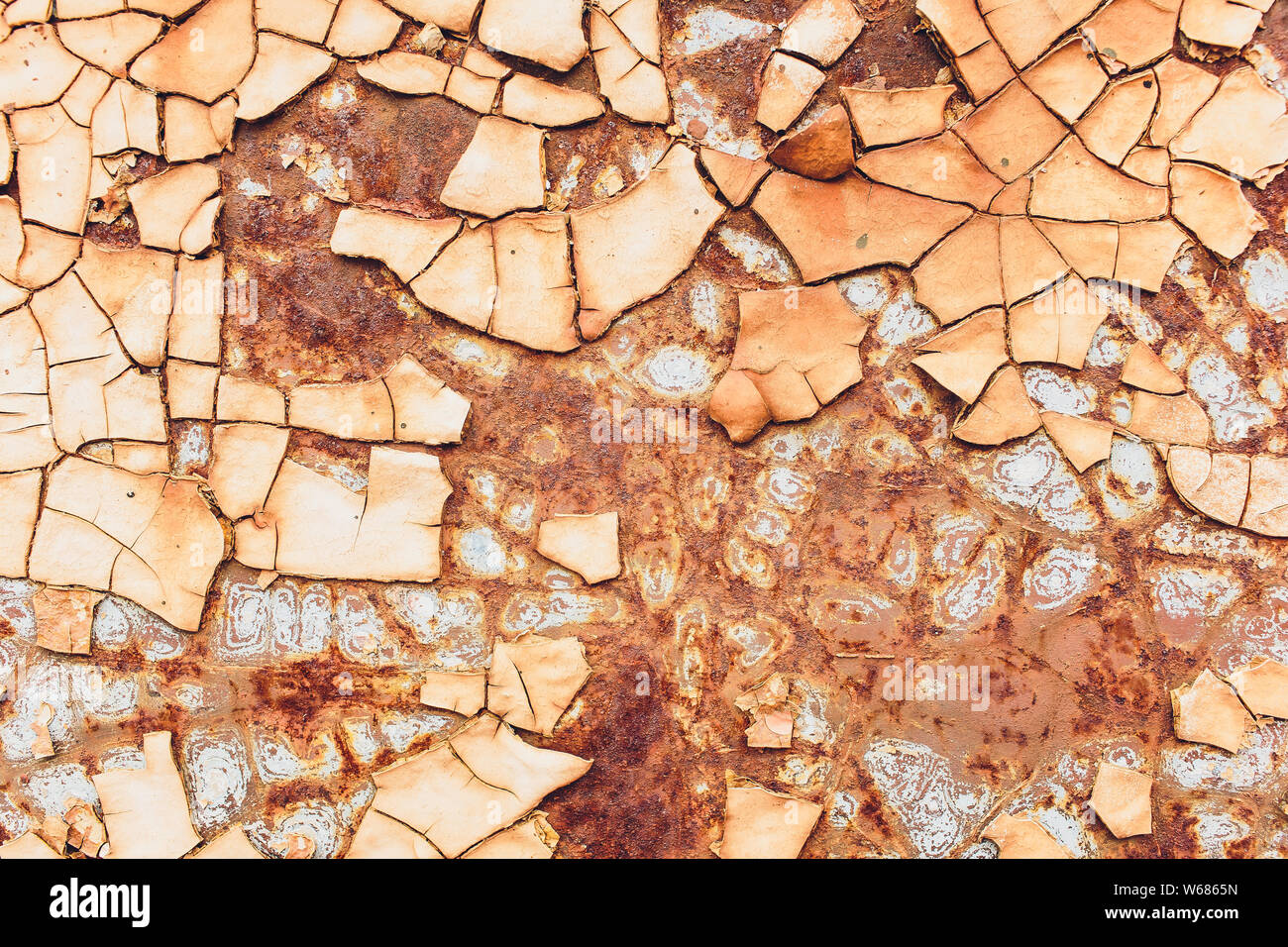 Rusted white painted metal wall. Rusty metal background with streaks of ...