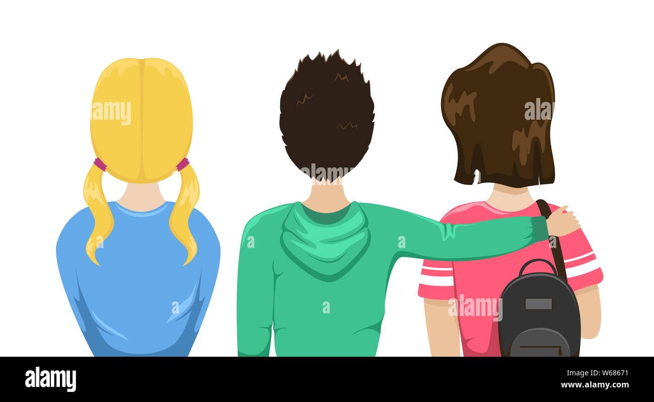 The group of friends is back. Students are friends. Flat vector ...