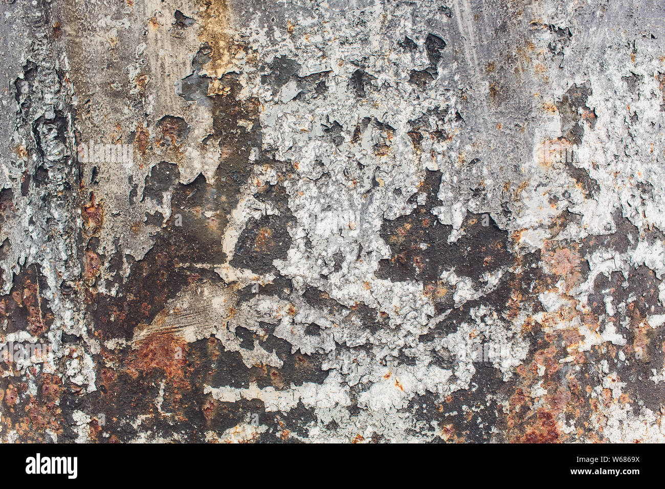 Rusted white painted metal wall. Rusty metal background with streaks of ...