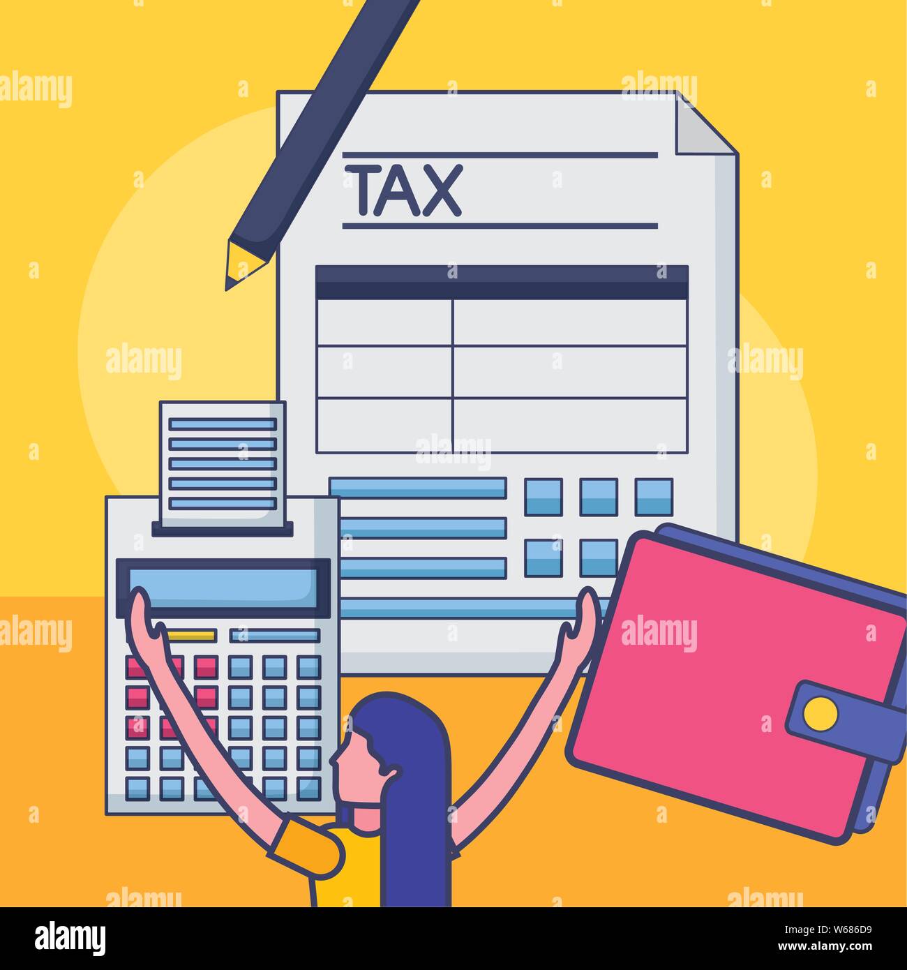 Tax woman calculator Stock Vector Images - Alamy