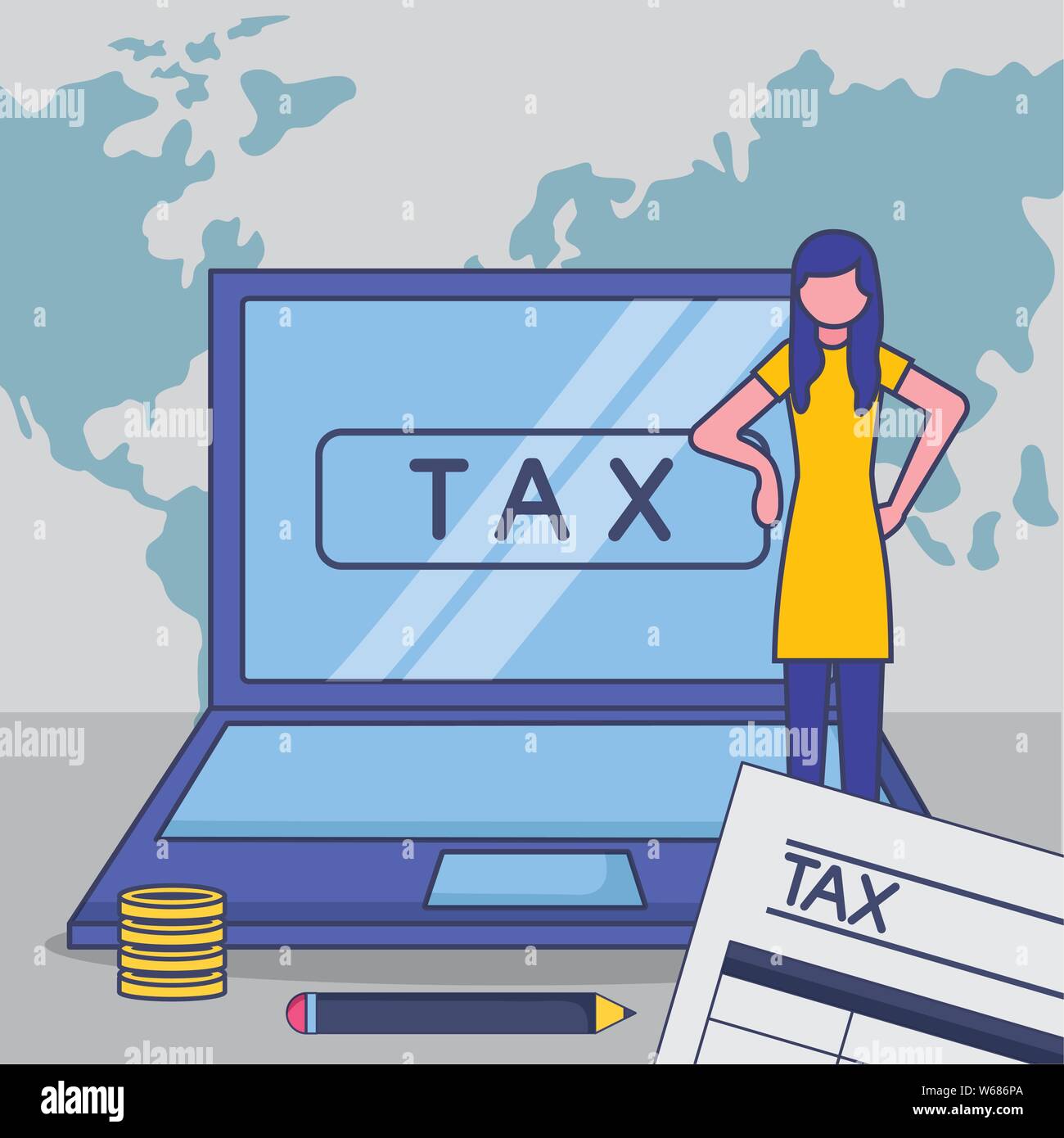 Avatar woman with tax vector design Stock Vector Image & Art - Alamy