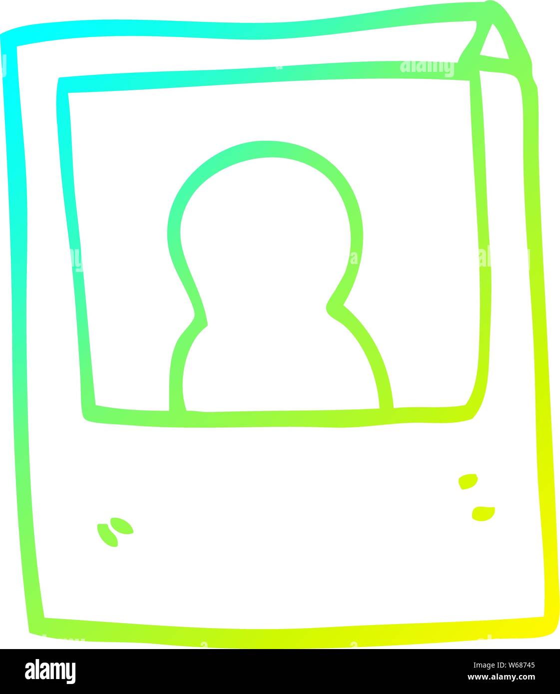 cold gradient line drawing of a cartoon instant photograph Stock Vector ...
