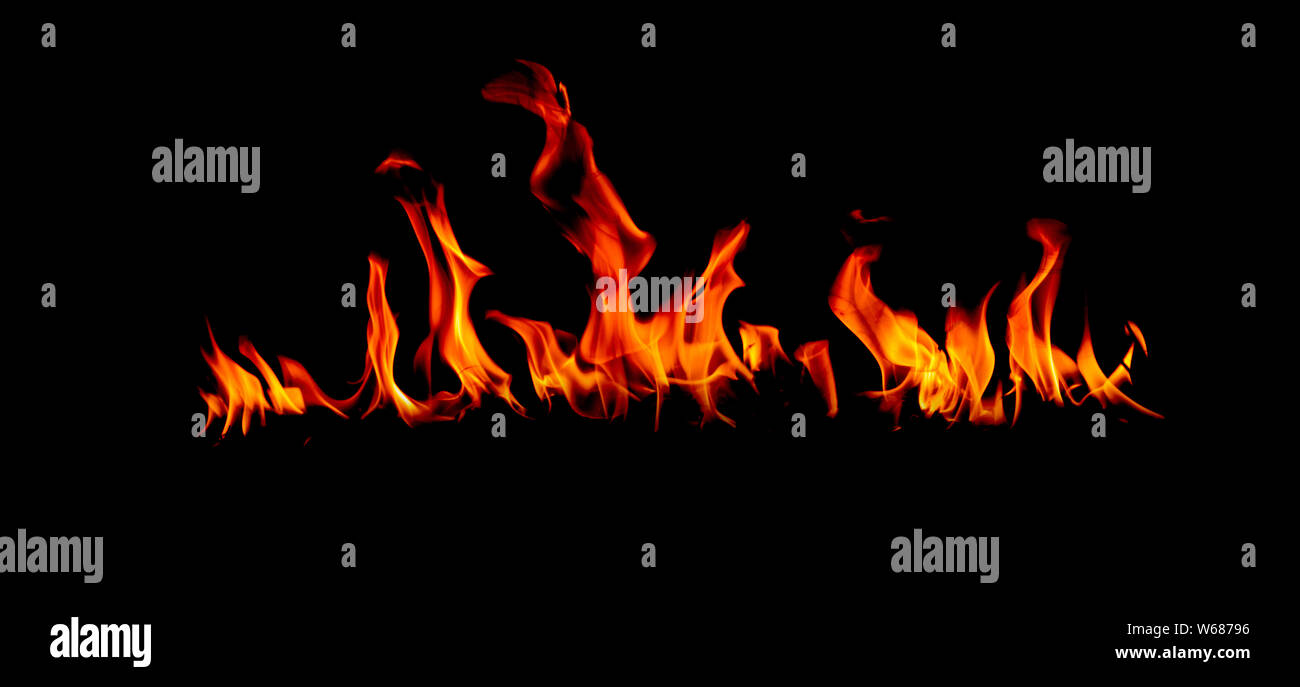 Fire flames on Abstract art black background, Burning red hot sparks ...