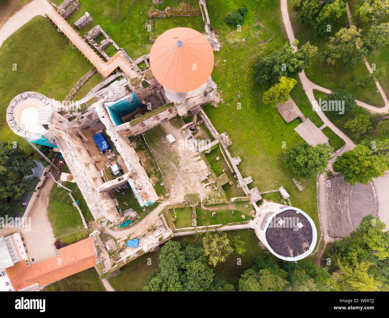 Aerial view of old castle in Cesis, Latvia Stock Photo - Alamy