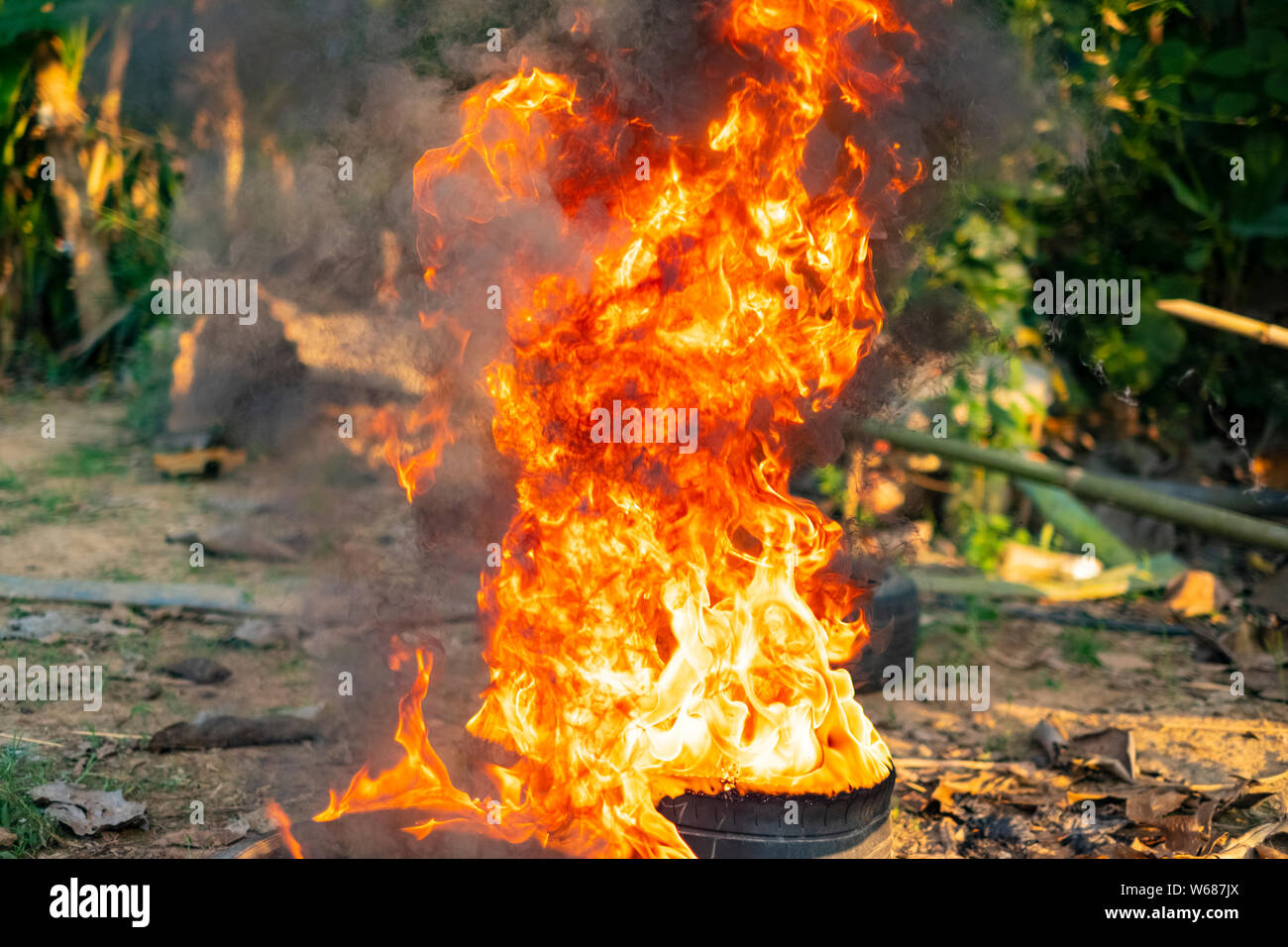 Fire flames burning red hot sparks Stock Photo - Alamy