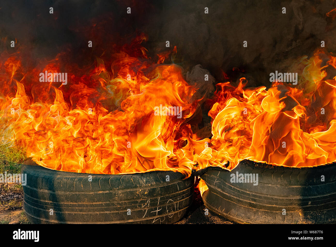 Fire flames burning red hot sparks Stock Photo - Alamy