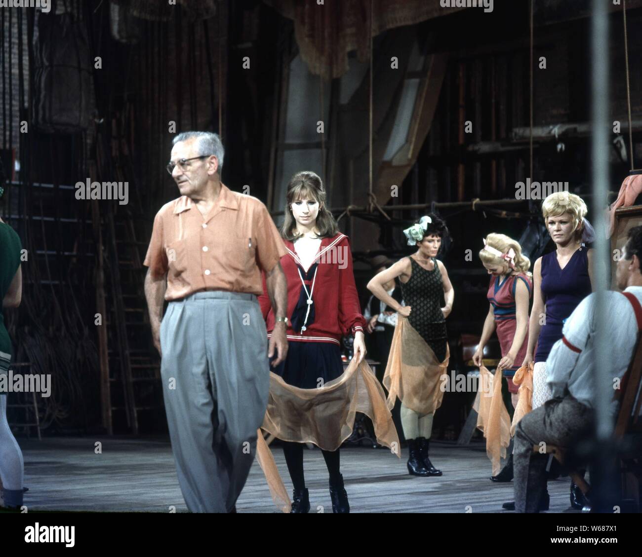 BARBRA STREISAND as Fanny Brice with director WILLIAM WYLER in FUNNY ...