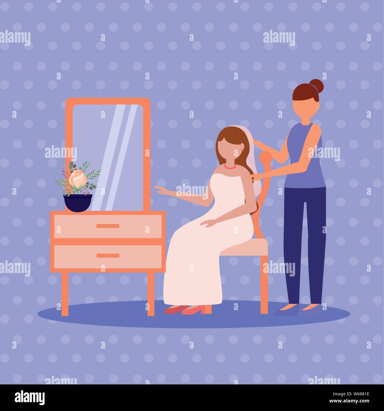 Bride avatar with wedding dress vector design Stock Vector Image & Art ...