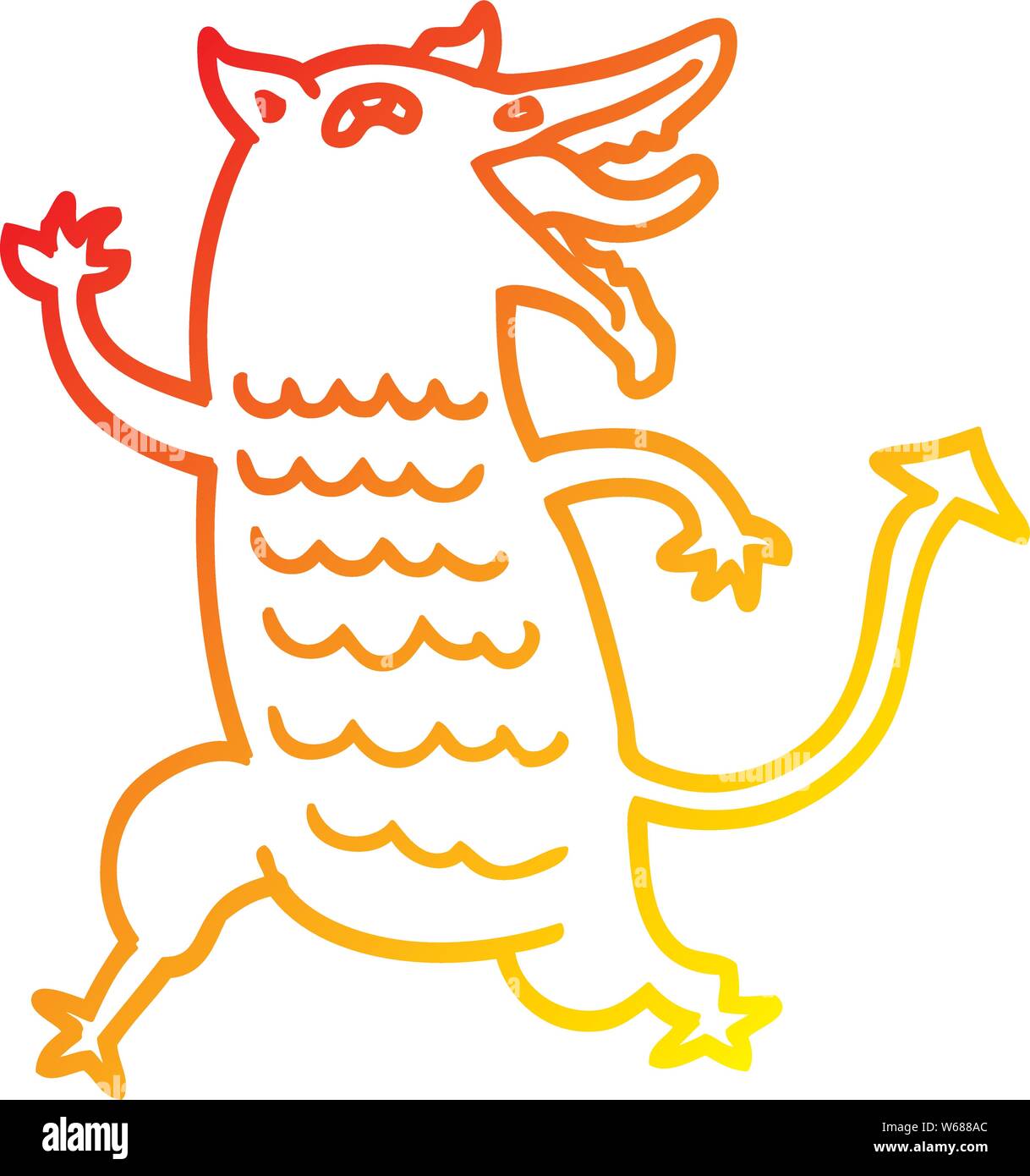 warm gradient line drawing of a cartoon medieval demon Stock Vector ...