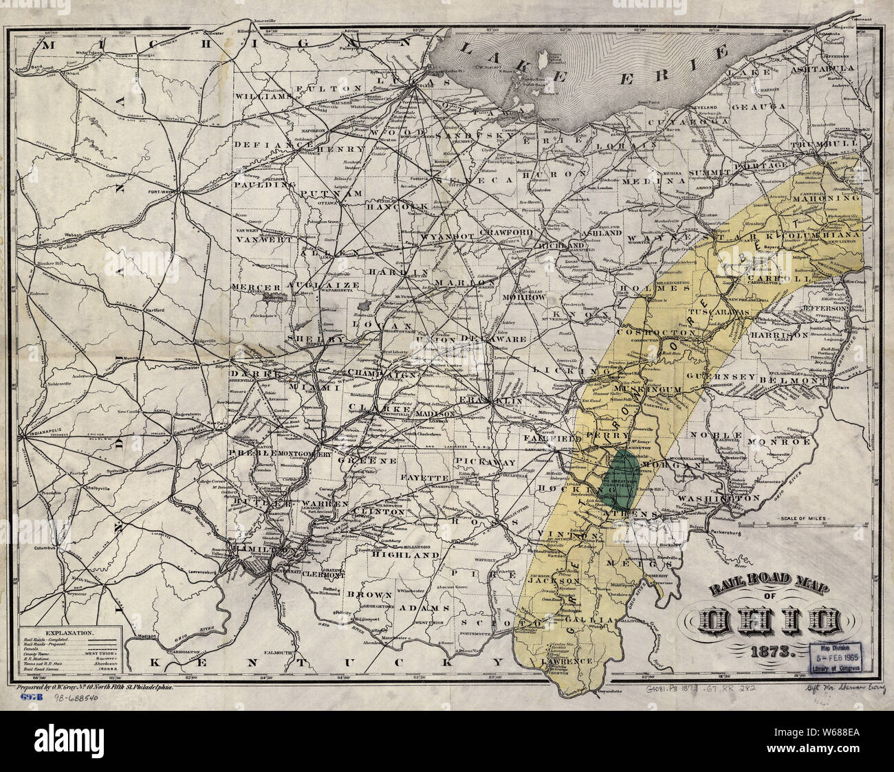 0158 Railroad Maps Rail road map of Ohio 1873 Rebuild and Repair Stock ...