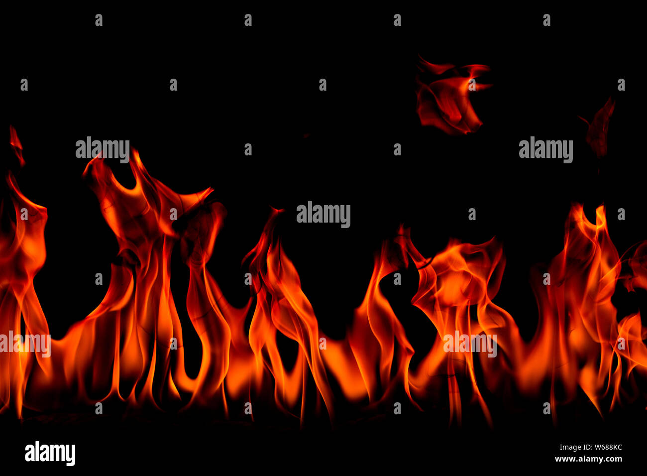 Fire flames on Abstract art black background, Burning red hot sparks ...