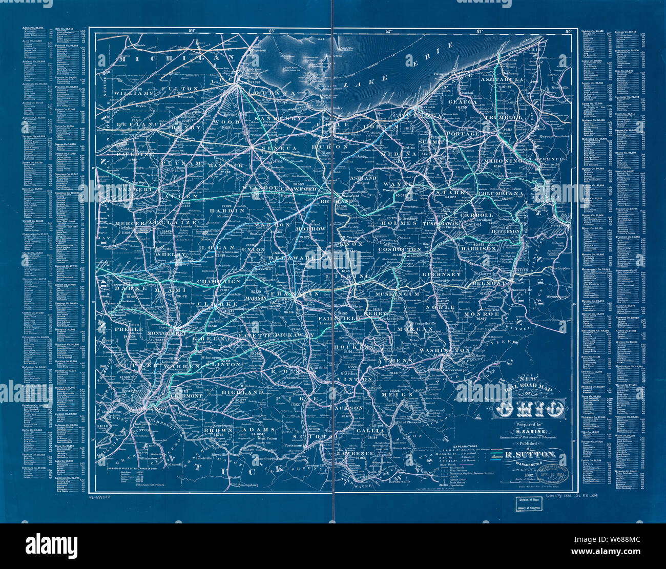 0159 Railroad Maps New rail road map of Ohio prepared by H Sabine ...