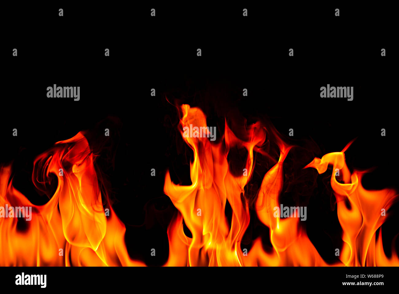 Fire flames on Abstract art black background, Burning red hot sparks ...