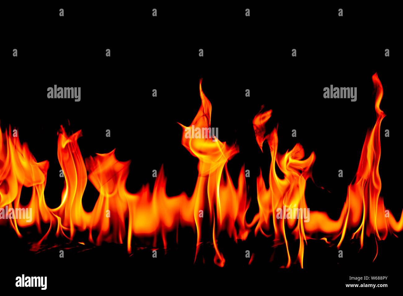 Fire flames on Abstract art black background, Burning red hot sparks ...