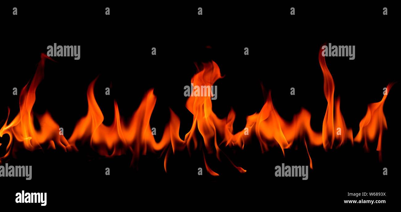 Fire flames on Abstract art black background, Burning red hot sparks ...