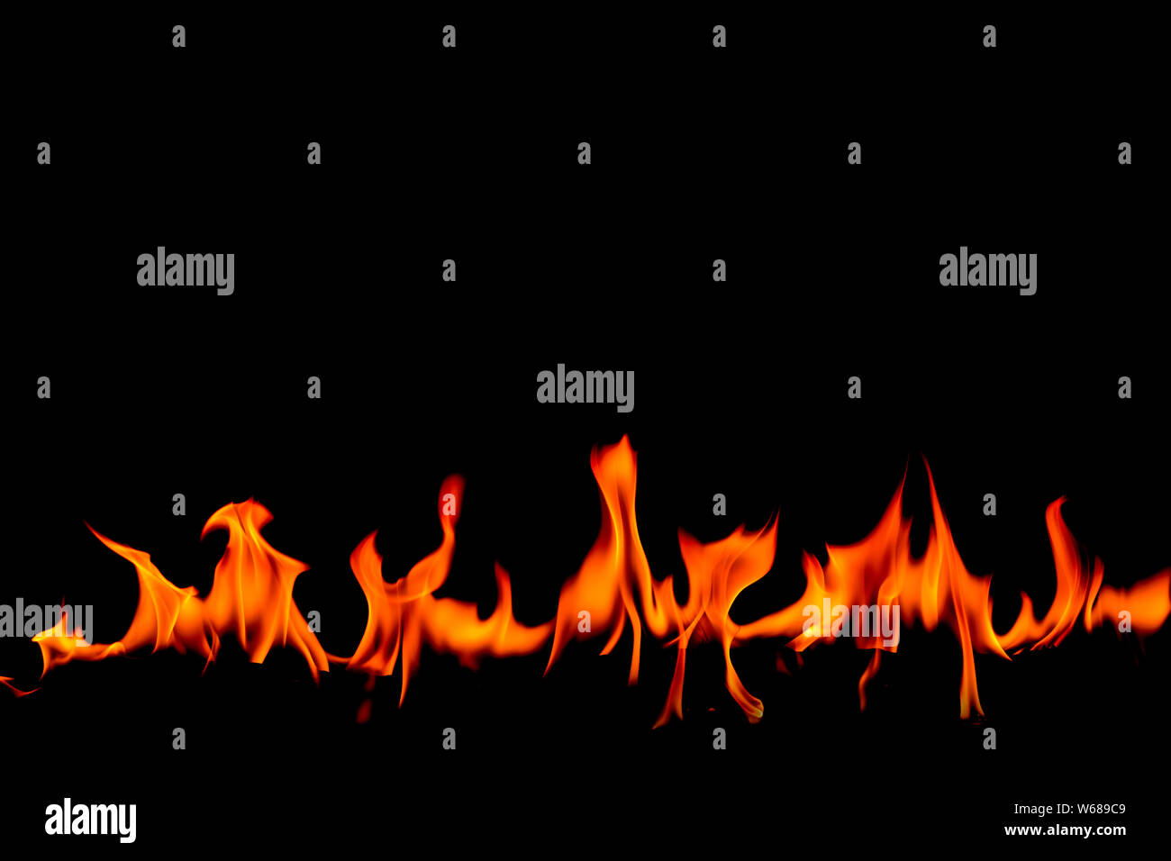Fire flames on Abstract art black background, Burning red hot sparks ...