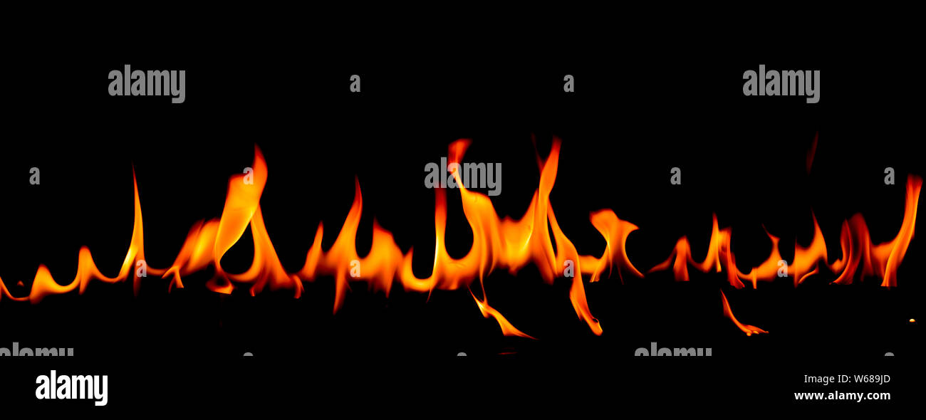 Fire flames on Abstract art black background, Burning red hot sparks ...