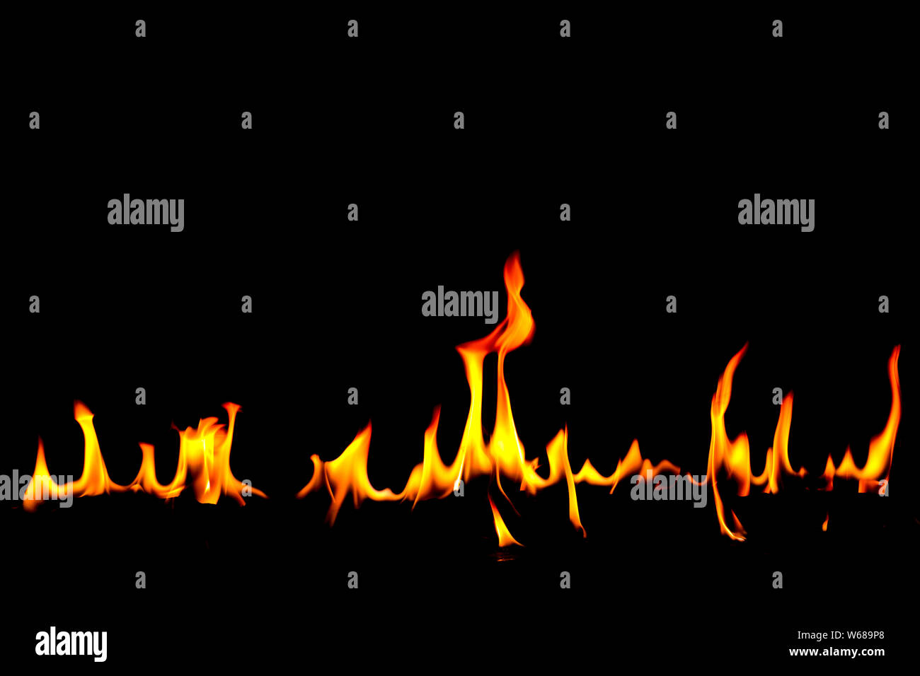 Fire flames on Abstract art black background, Burning red hot sparks ...