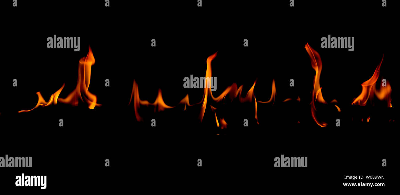 Fire flames on Abstract art black background, Burning red hot sparks ...
