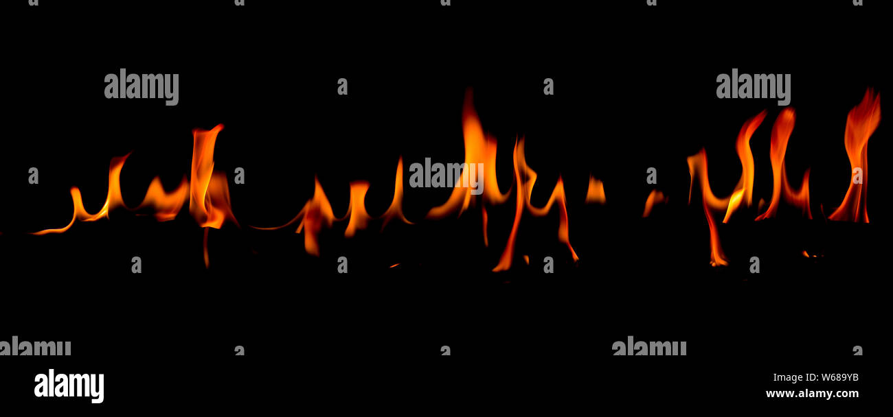 Fire flames on Abstract art black background, Burning red hot sparks ...