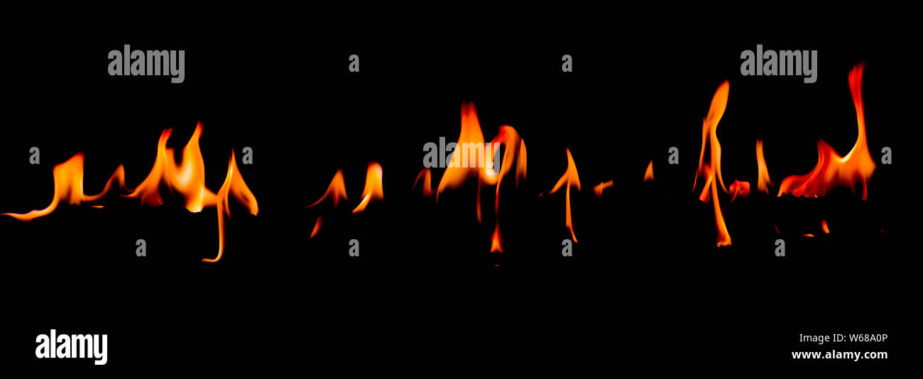 Fire flames on Abstract art black background, Burning red hot sparks ...