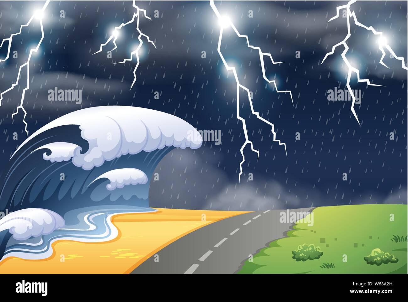 Stormy weather in natre scene illustration Stock Vector Image & Art - Alamy