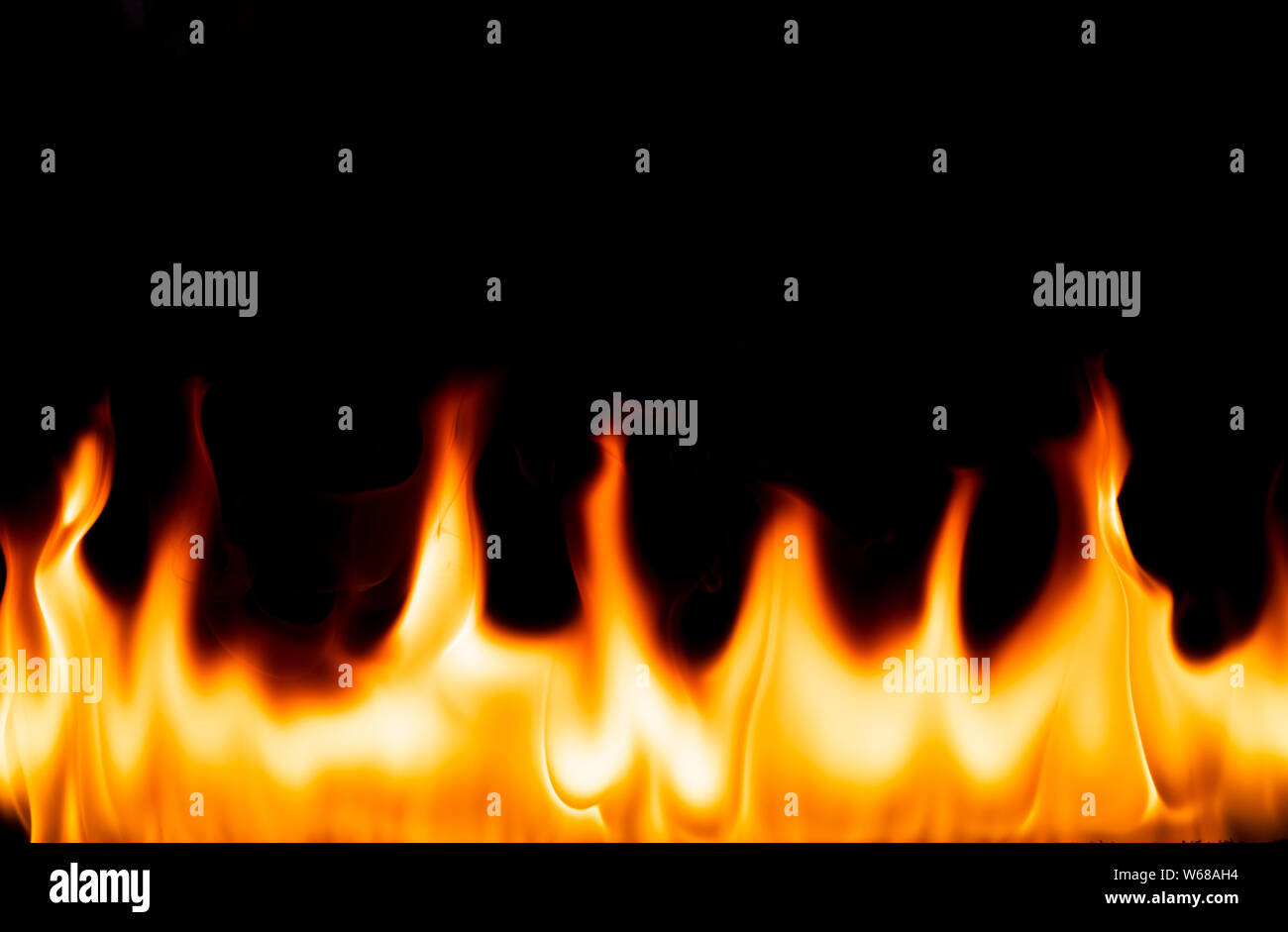 Fire flames on Abstract art black background, Burning red hot sparks ...