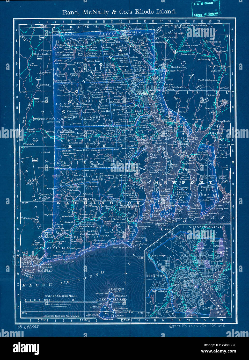 0168 Railroad Maps Indexed map of Rhode Island showing the railroads in ...