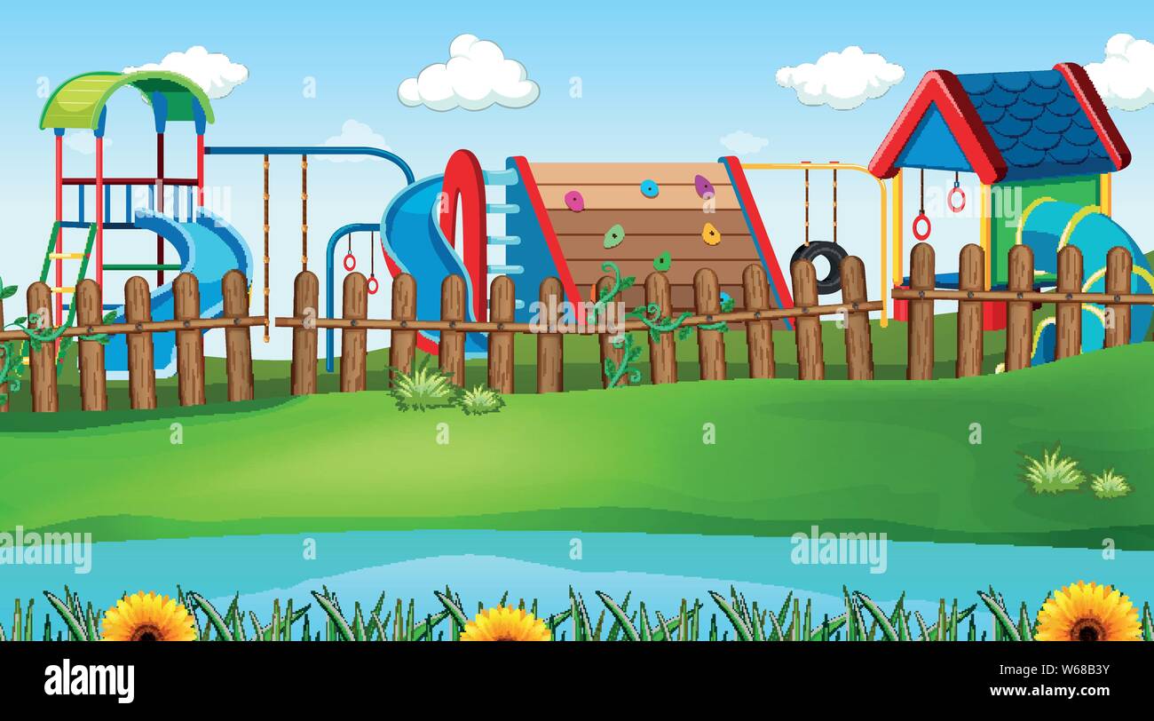 an illustration of an empty playground scene Stock Vector Image & Art ...