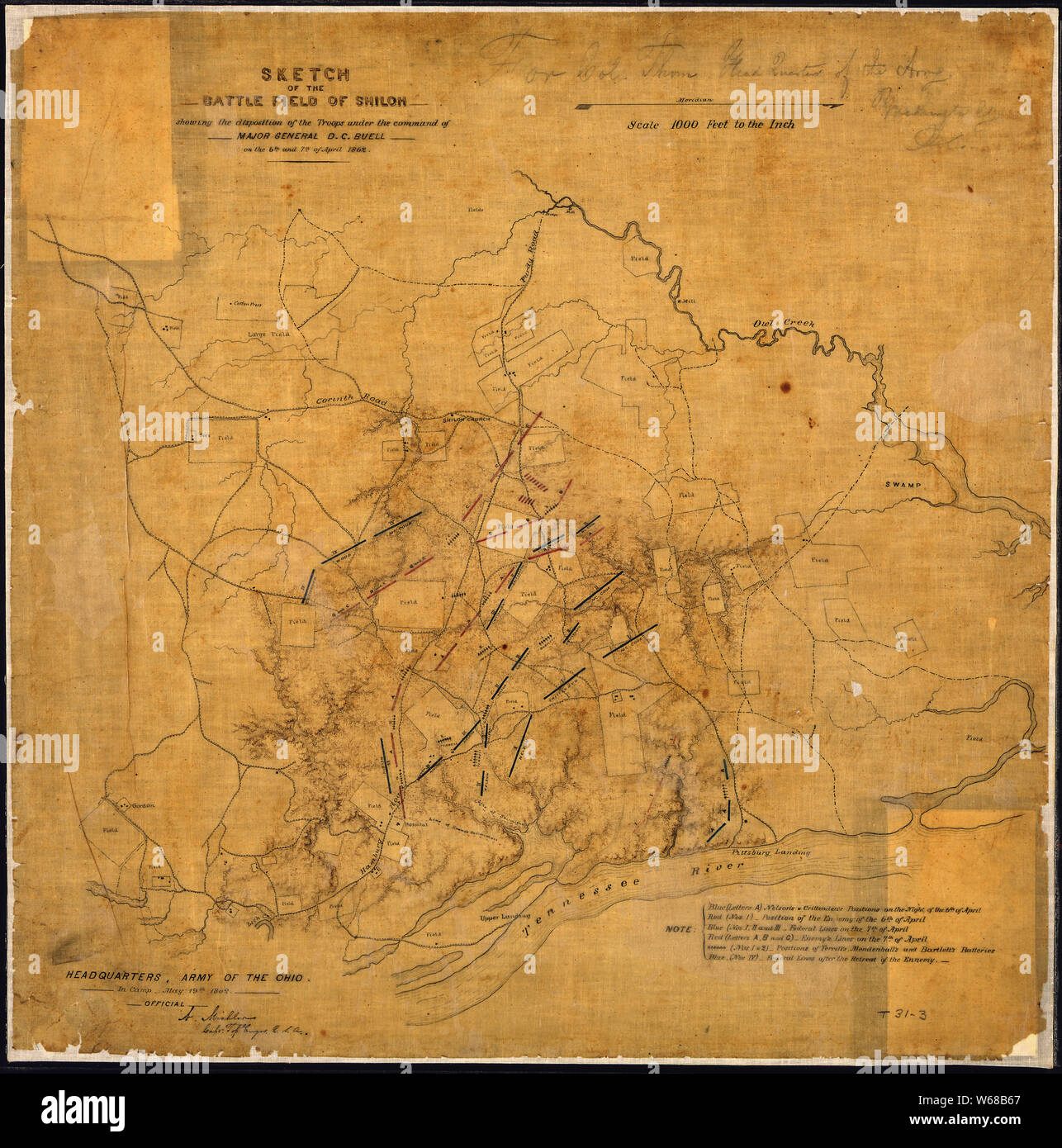 Sketch of the Battle Field of Shiloh showing the disposition of the ...