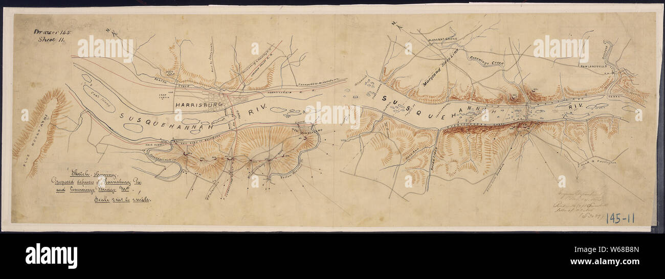 Sketch showing Proposed defences of Harrisburg, Pa., and Conowingo ...