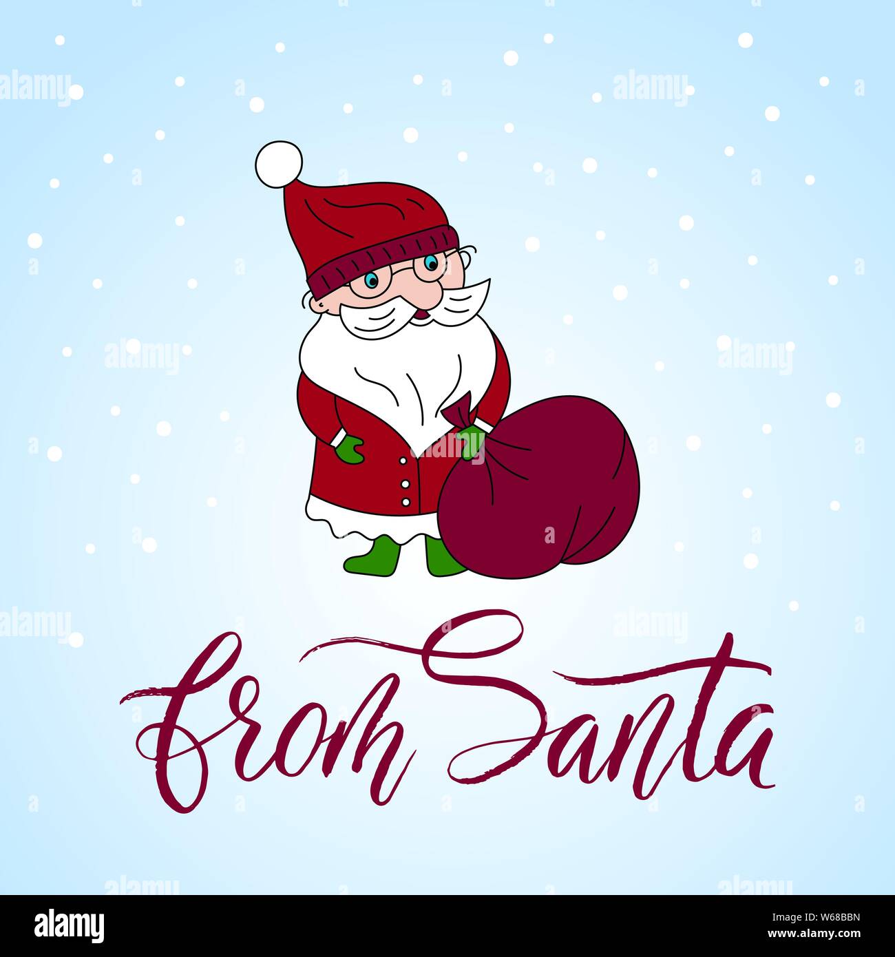 From Santa. Vector Christmas card with Santa Claus and hand lettering ...