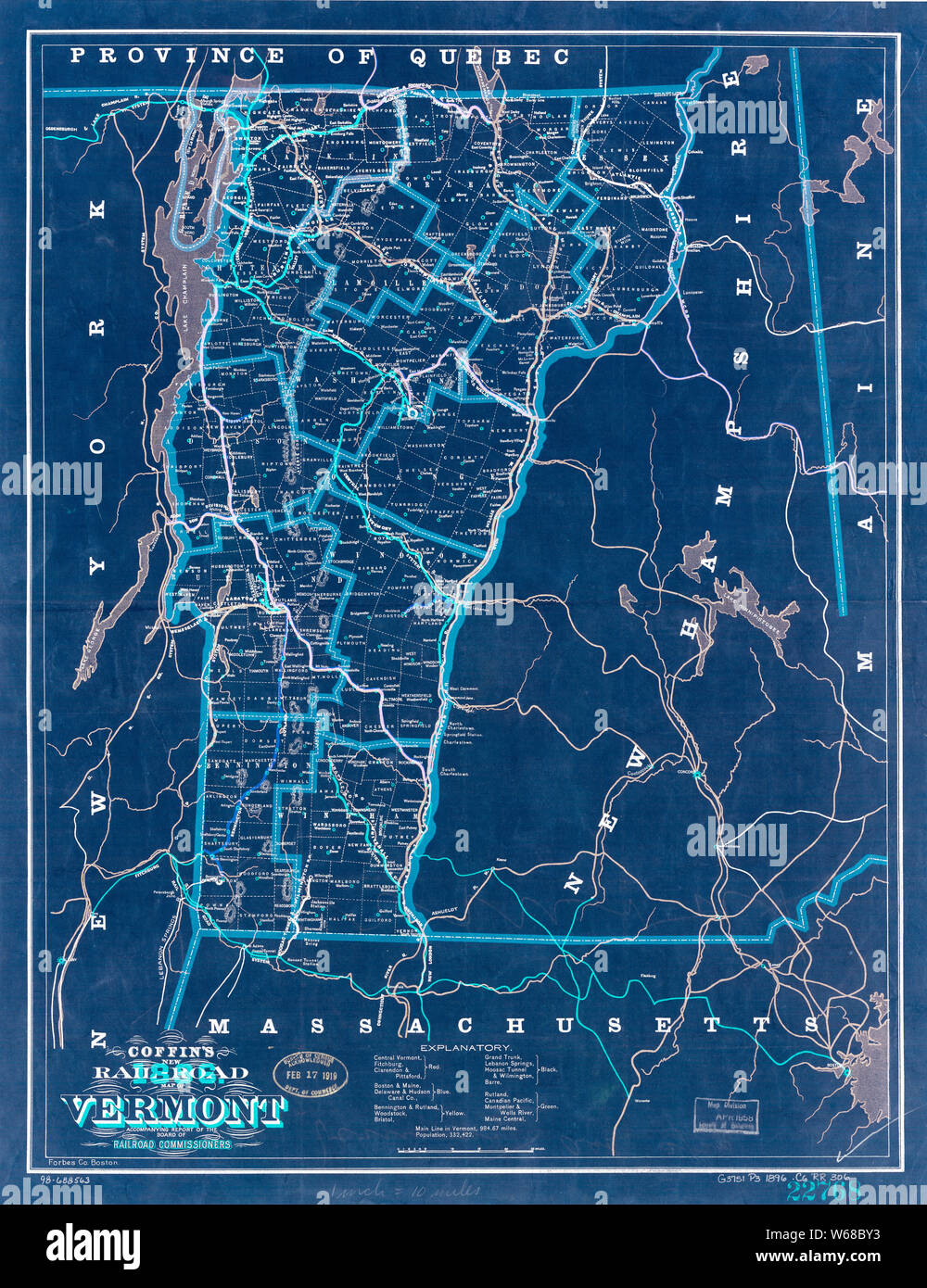 0175 Railroad Maps Coffin's new rail-road map of Vermont accompanying ...