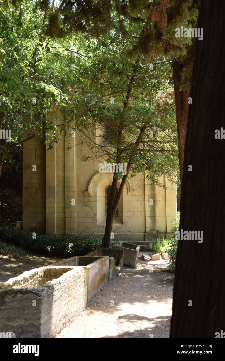 Ancient, roman necropolis Les Alyscamps in Arles, Provence, Southern ...