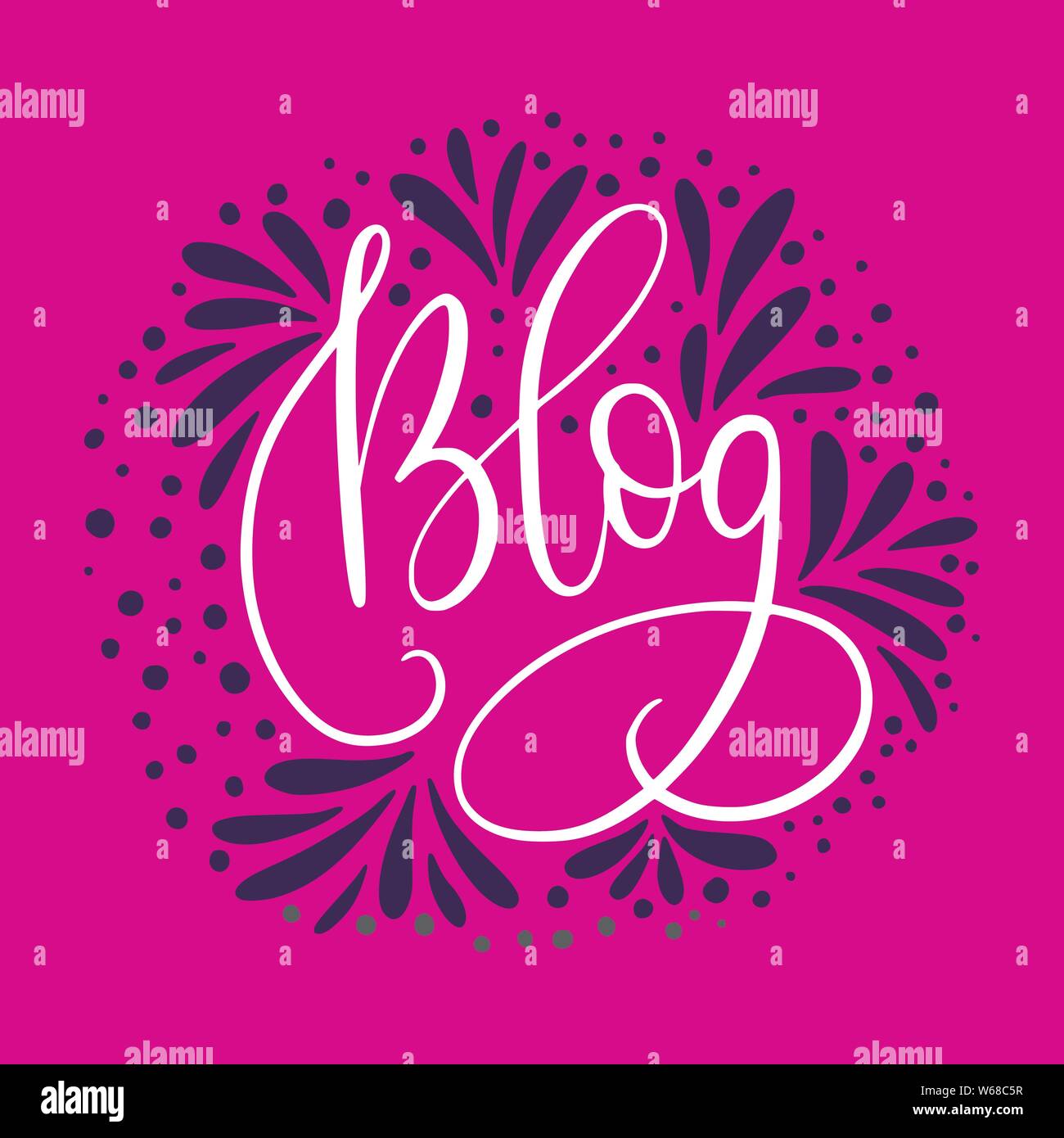 Blog. Script handmade lettering word for social media designs. Vector ...