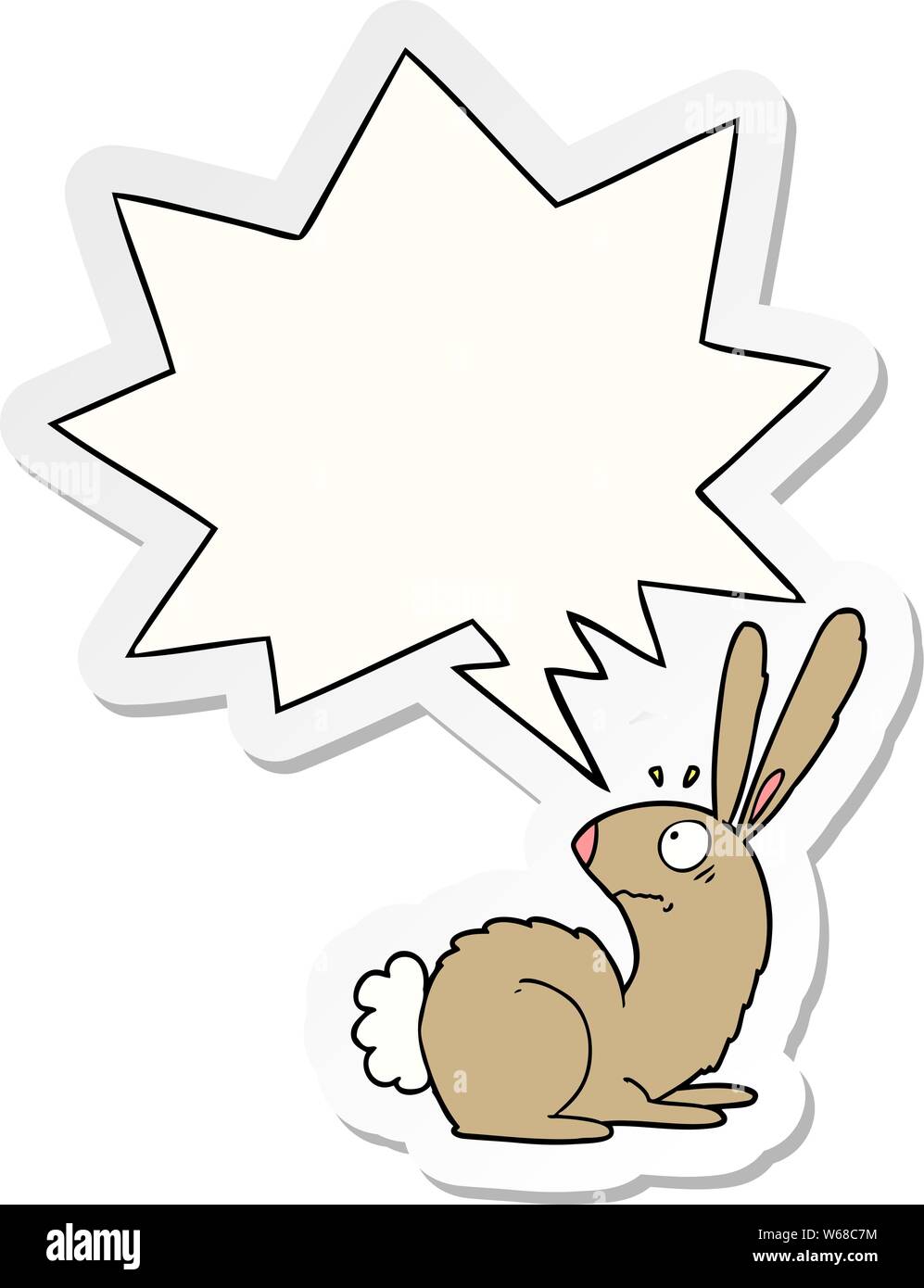 cartoon startled bunny rabbit with speech bubble sticker Stock Vector ...