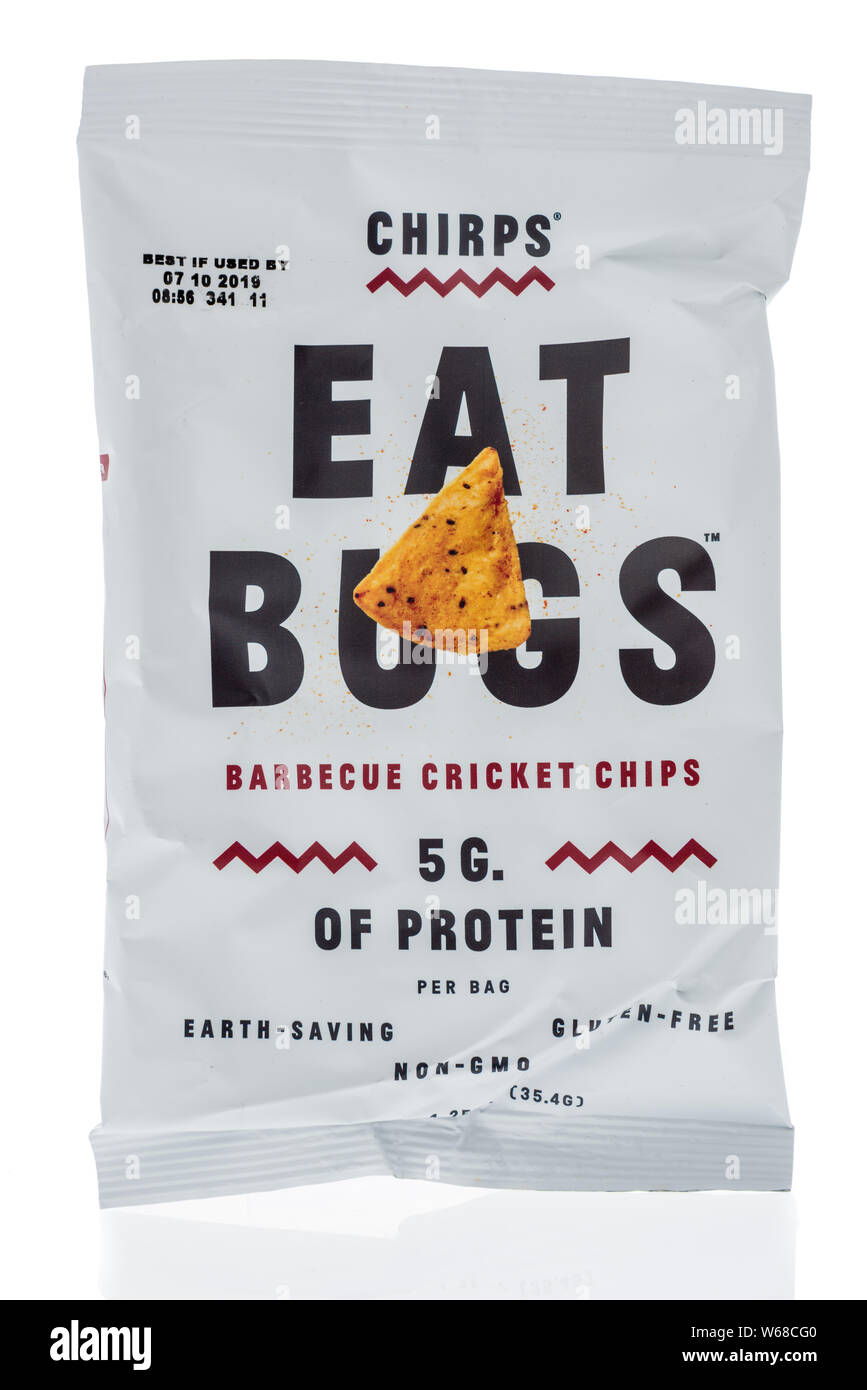 Winneconne, WI - 1 July 2019 : A package of Chirps eat bugs barbecue ...