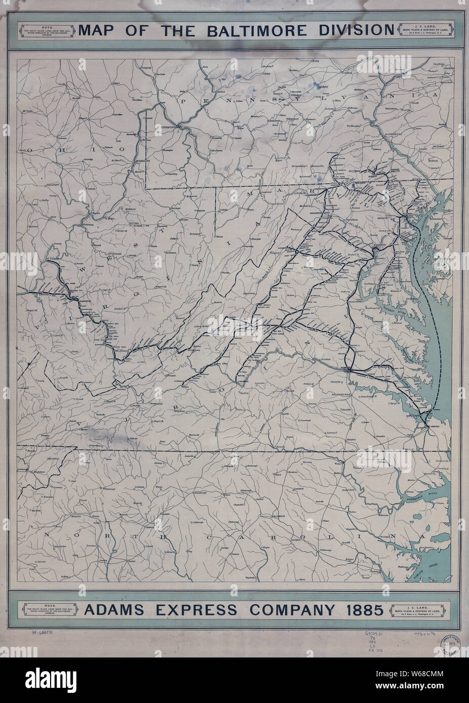 0182 Railroad Maps Map of the Baltimore Division Adams Express Company ...