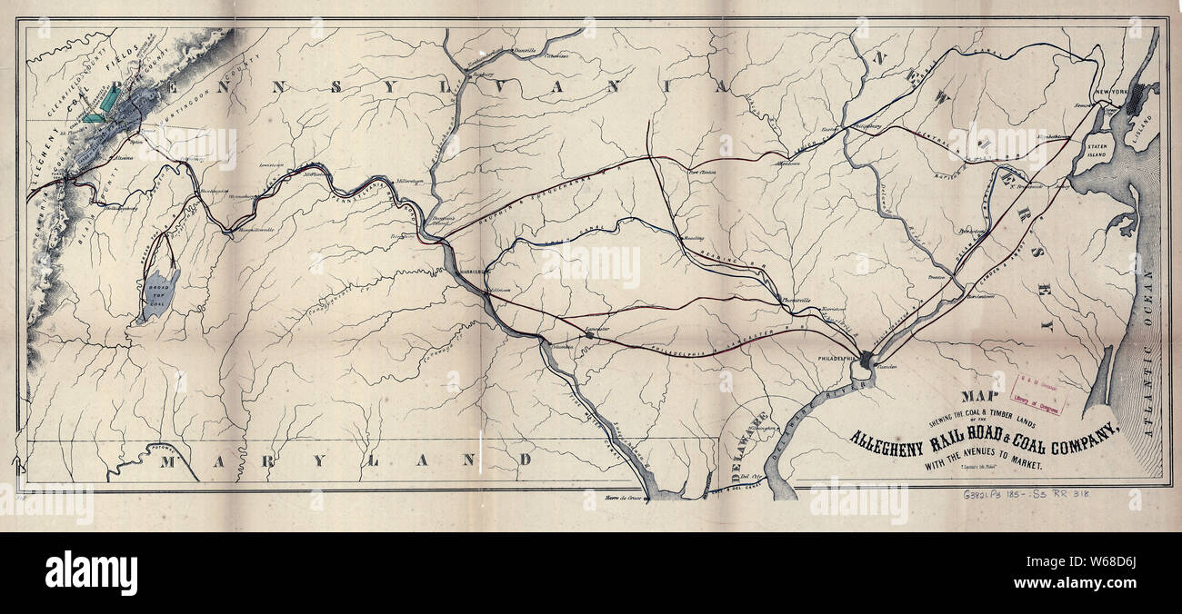0185 Railroad Maps Map showing the coal timber lands of the Allegheny ...