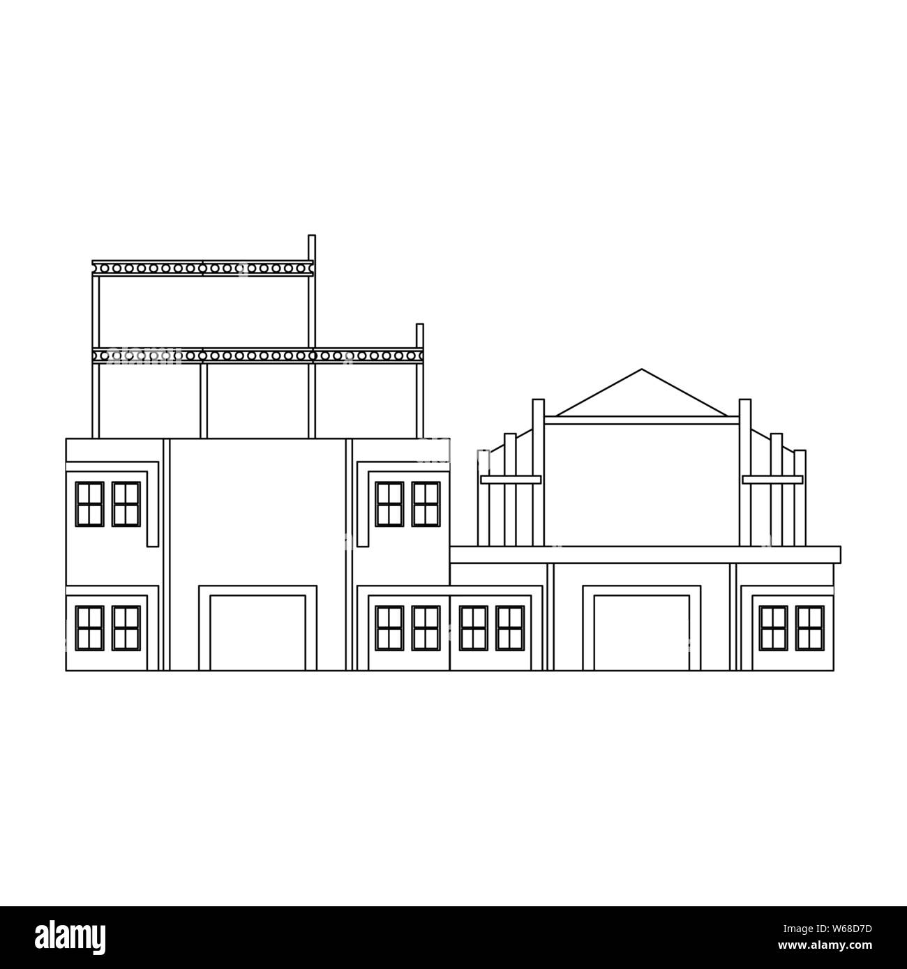 construction architectural engineering work cartoon in black and white ...