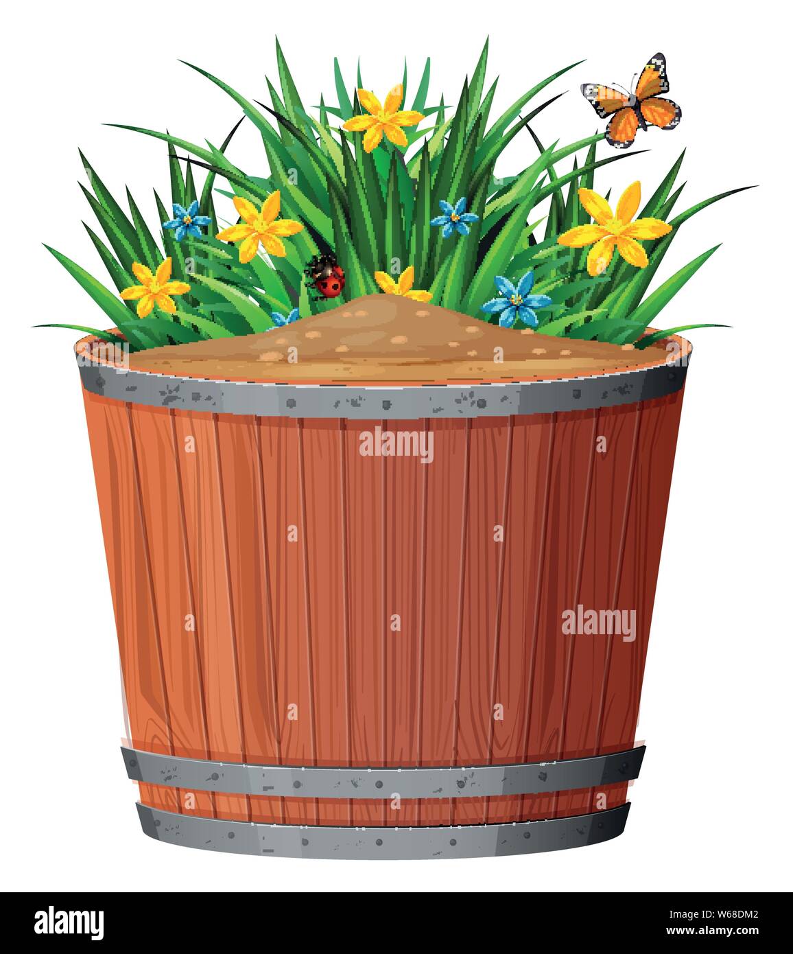 Plant in pot with soil isolated illustration Stock Vector Image & Art ...