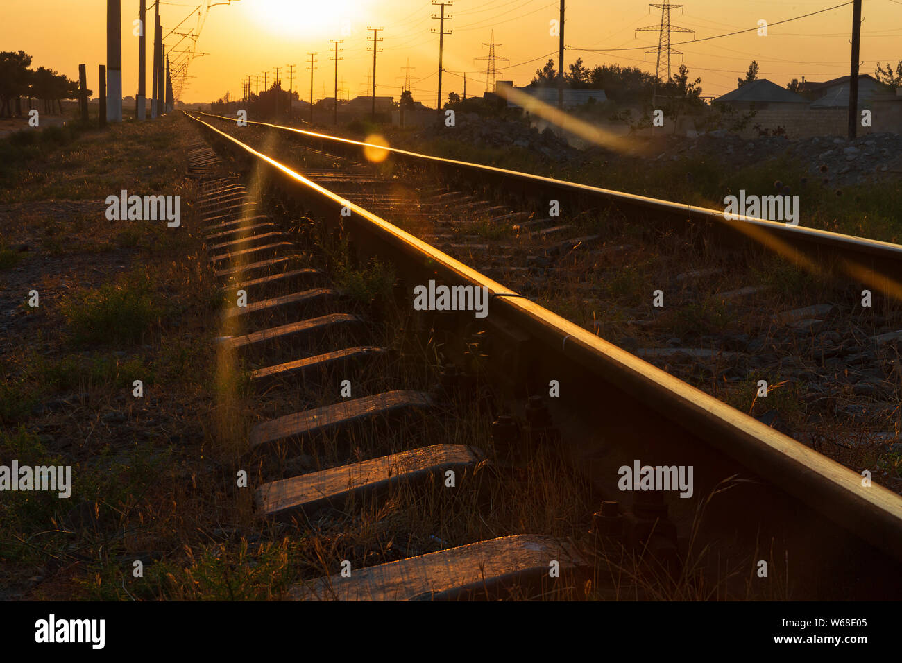 Reflection sun on rails hi-res stock photography and images - Alamy