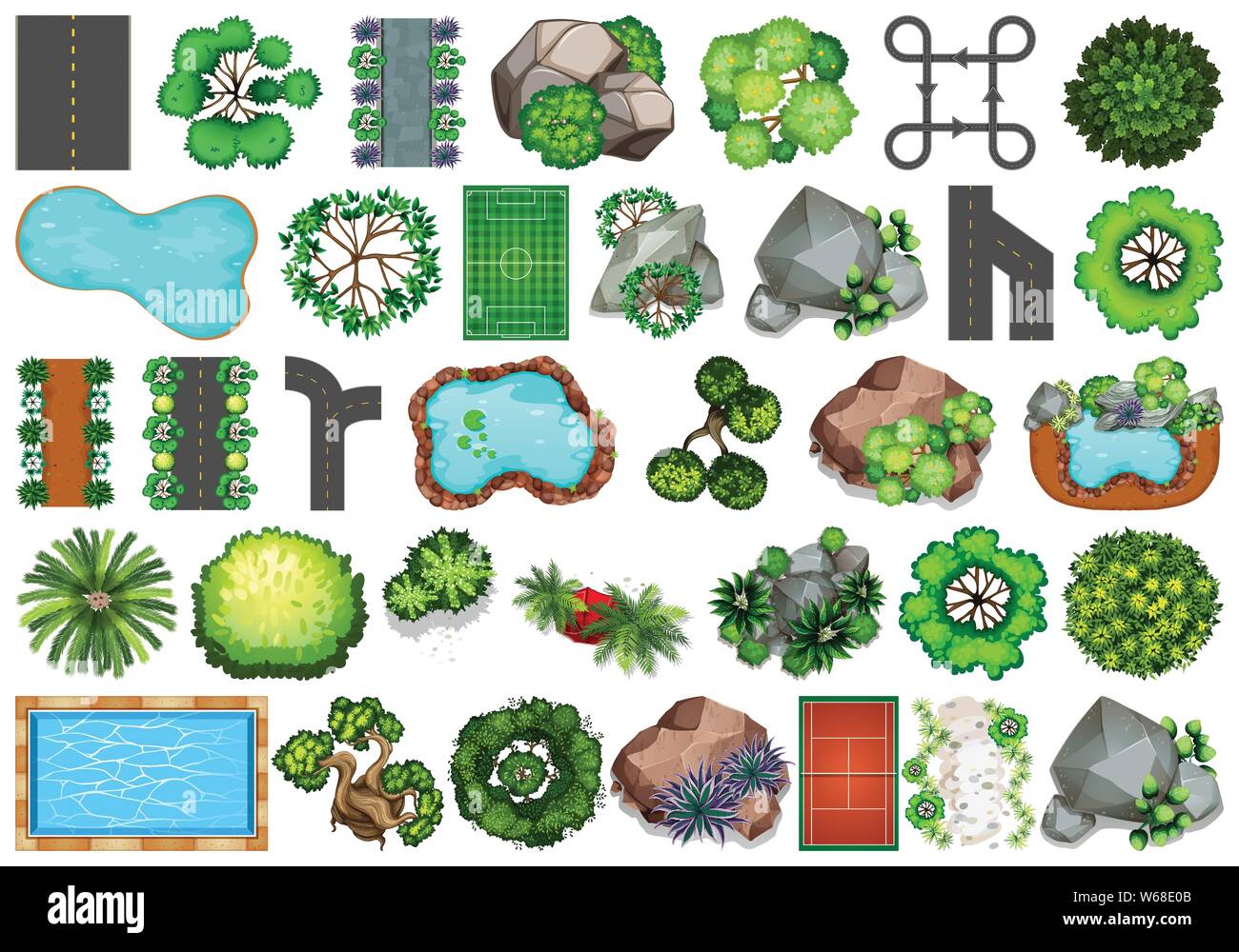 Collection of outdoor nature themed objects and plant elements ...