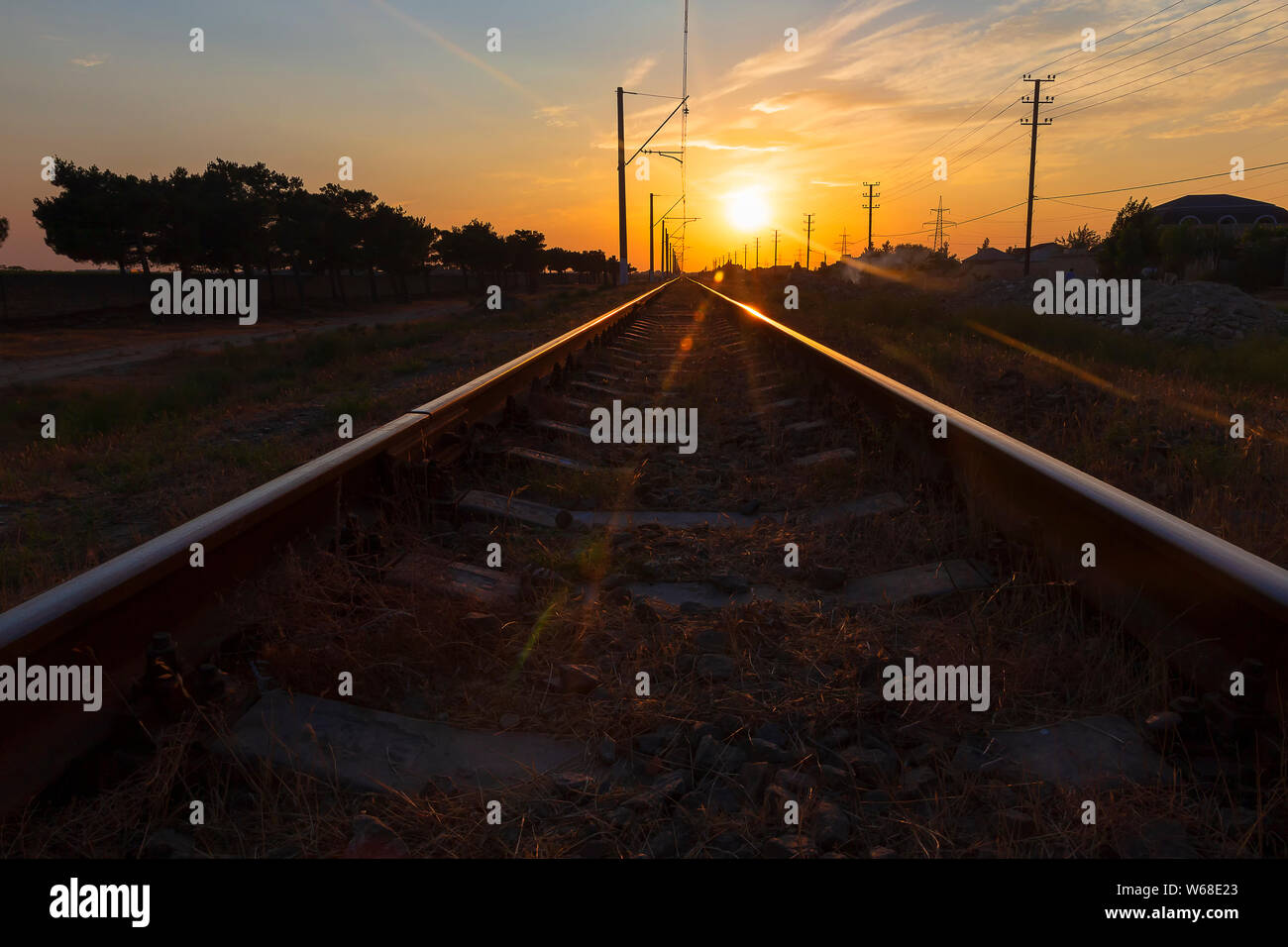 Reflection sun on rails hi-res stock photography and images - Alamy