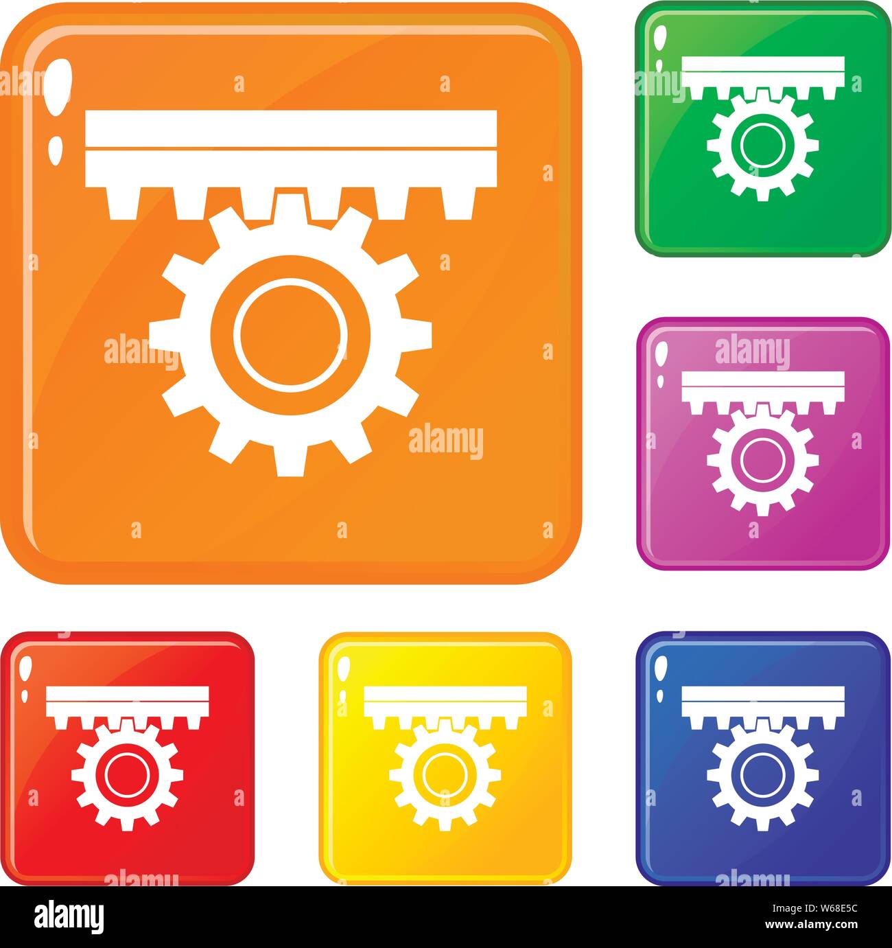 One gear icons set vector color Stock Vector Image & Art - Alamy
