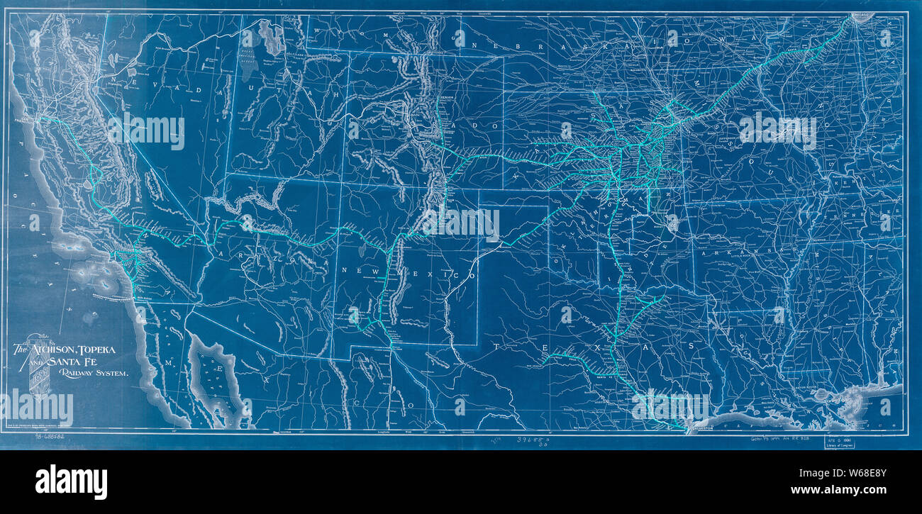 0191 Railroad Maps The Atchison Topeka and the Santa Fe railroad system Inverted Rebuild and ...