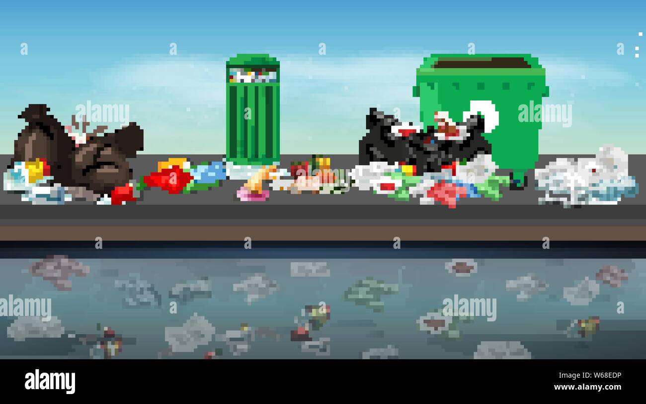 Rubbish in street scene illustration Stock Vector Image & Art - Alamy